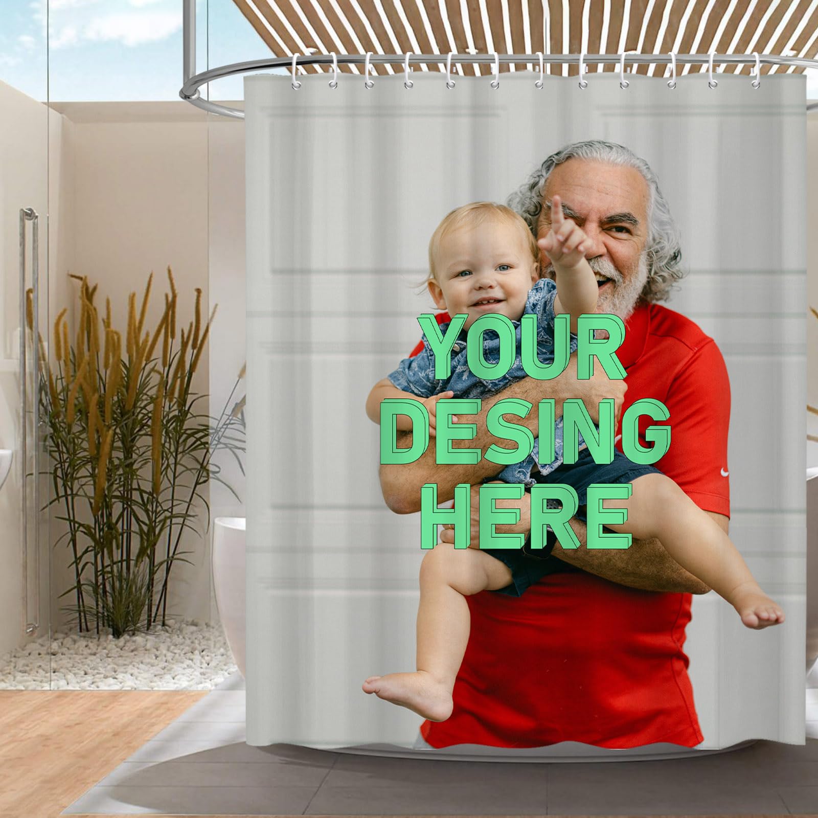 ZEKOTEN Custom Shower Curtain,Upload Your own photo, Different Sizes and Colors Available,Personalized Funny Waterpoof Shower Curtains for Bathroom with 12 Plastic Hooks