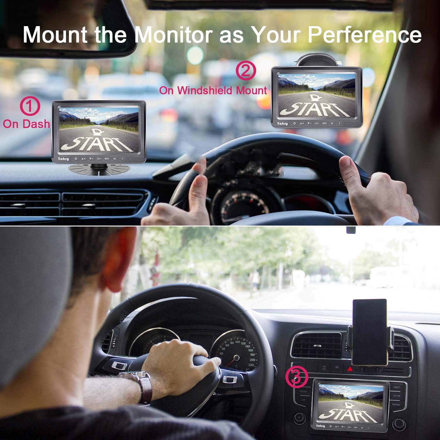 Yakry Y29 HD 1080P Digital Wireless 4 Backup Camera for RVs,Trailers,Trucks,Motorhomes,5th Wheels 7''Monitor Backup Camera System with Highway Monitoring System IP69K Waterproof