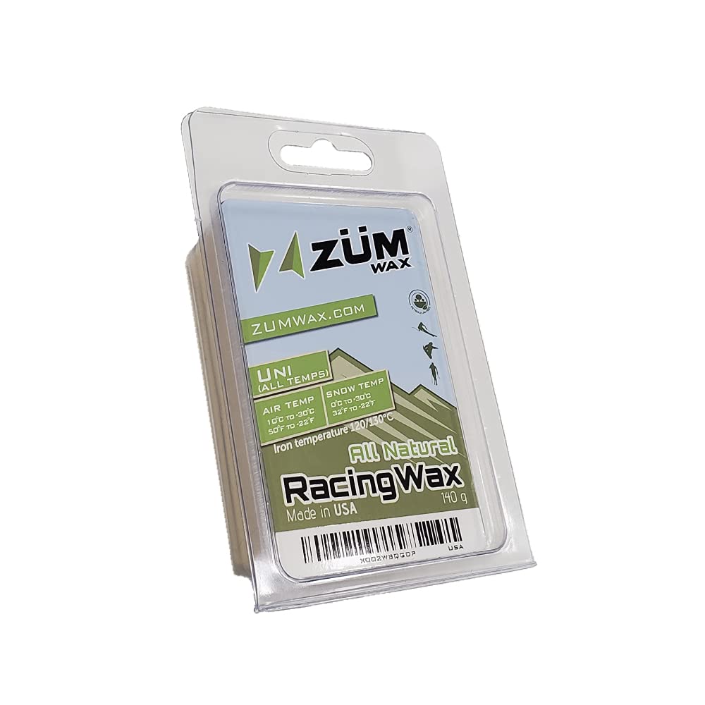 ZUMWax ALL NATURAL Biodegradable Ski/Snowboard Racing Wax - All-Temps Universal - 140 Gram - 0% Petroleum! (IRON ON, UNIVERSAL/ANY TEMP SNOW)