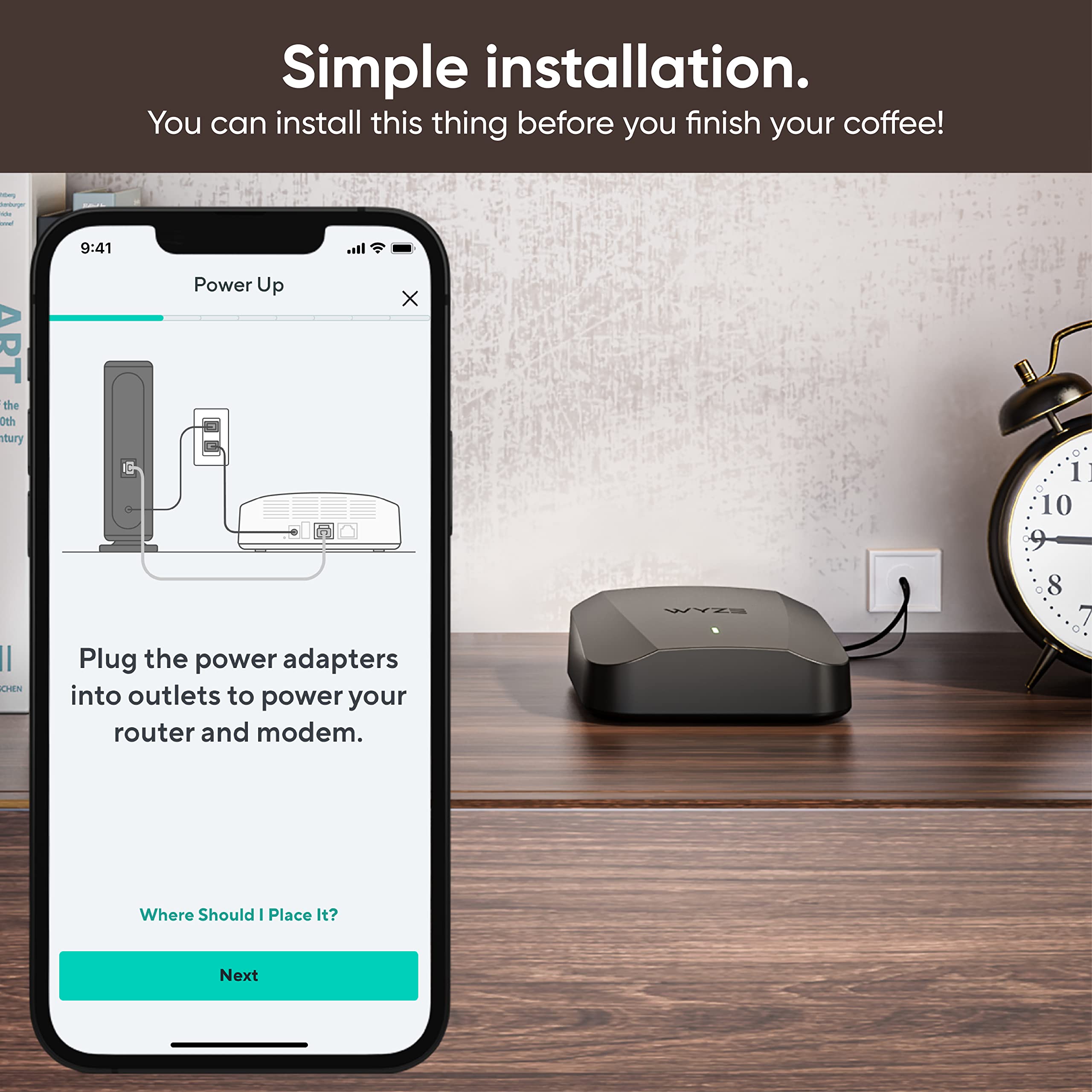 Wyze AXE5400 Tri-Band Wi-Fi 6E Mesh Router Pro, Covers up to 2000 Sq. Ft, Replaces Legacy Routers for Whole Home Coverage, Supports Wired Backhaul, 1x1 Gbps & 2x1 Gbps Ports - 1 Pack