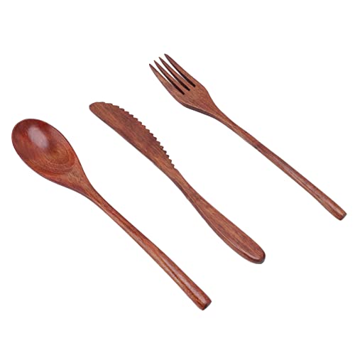 Wooden Cutlery Set Scratch Proof Portable Spoon Fork Cutter Tableware With Box For Dessert Salads Noodles Wooden Cutlery Set Scratch