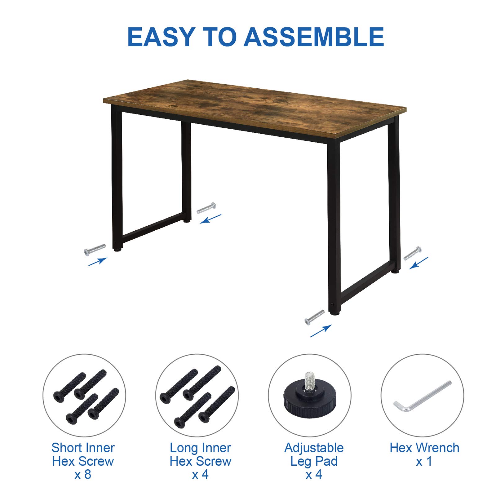 TIRI SMART Writing Desk 55 Inch Desk Office Desk for Home Office Modern Simple Style Computer Desk Laptop Study Table Office Desk Workstation Fiddle Back Figure