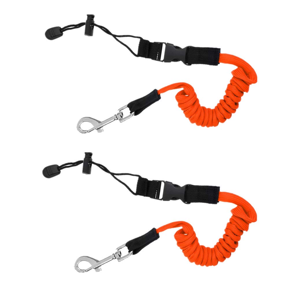 YiMusic 2 Pieces Safety Elastic Kayak Paddle Leash Suit for Kayak Boat Fishing Rod Pole Coiled Lanyard Cord Tie Rope Fixed Ship Items (Orange)