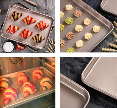 Walooza 11 Inch Baking Sheets Pan Nonstick Set of 2, Cookie Sheet Replacement Toaster Oven Tray,Deep Size 1 inch Bakeware, Non Toxic & Heavy Duty & Easy Clean