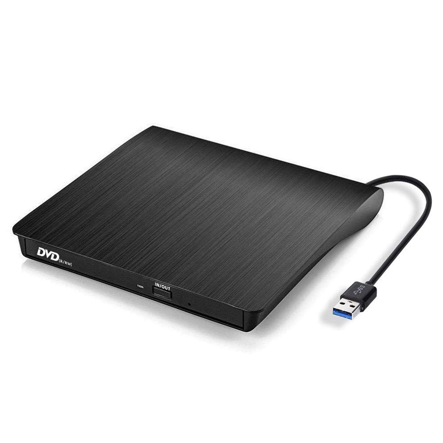 Spmywin External DVD Drive for Laptop, USB 3.0 +/-RW Burner Writer Reader Rewriter, Portable Optical Drive Compatible with Macbook, Desktop, Windows 7/8/10/XP/Vista/Mac(Black)