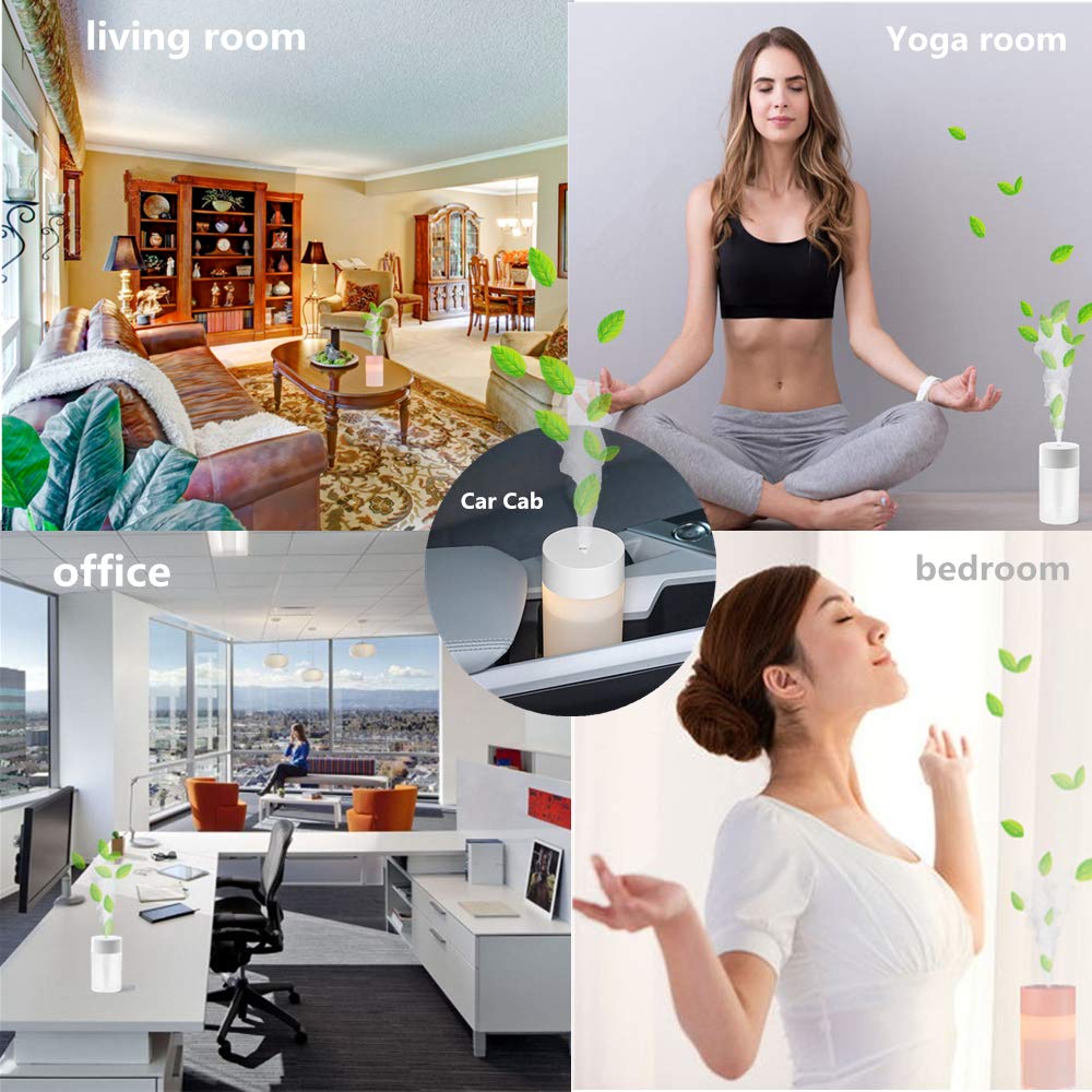 YAOMAISI Portable Mini humidifier, 260ml Small Cool Mist humidifier,2 Mist Modes, Super Quiet,White