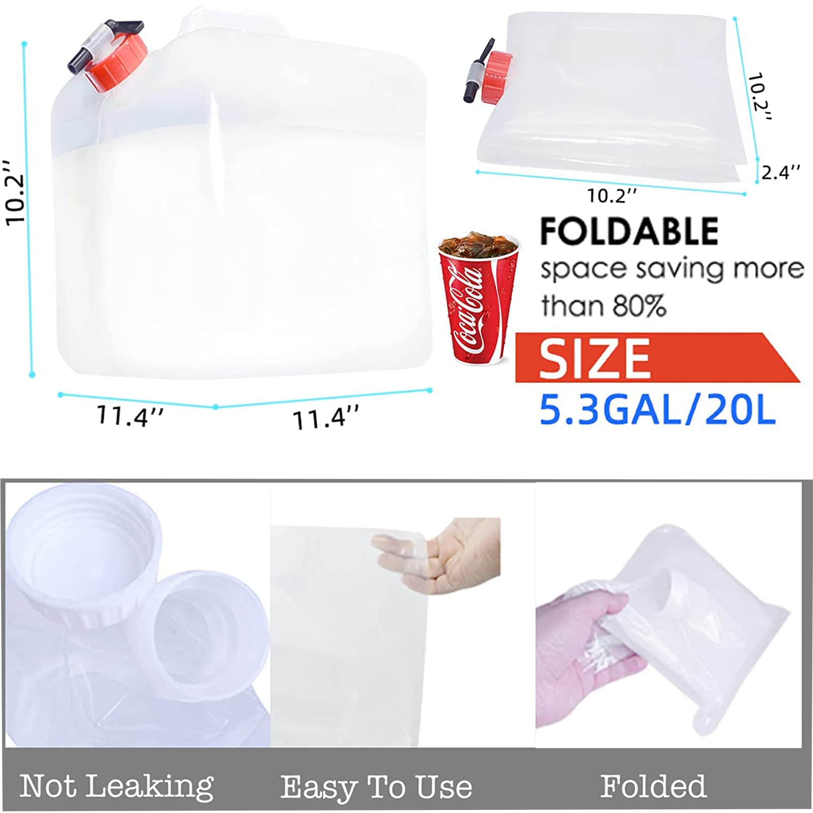 WMXWAN 122Gallon/16PCS×2.6Gal 15PCS×5.3Gal Water Storage Containers, Emergency Water Storage,Collapsible Water Containers bag, Water Hydration Bladder For Fishing, Camping, Hiking&Survival Ki