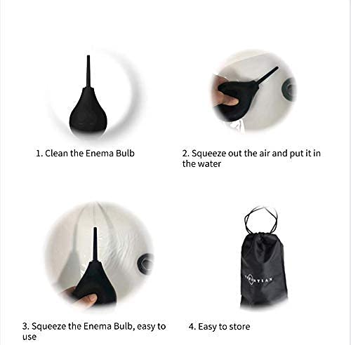 TEMONTIAN Enema Bulb Kit ,Anal Douche for Men Women Beginners,Enima Vaginal Cleaner kit for Men Women,Amal Douche Dottle,Douches for Men Women with 19.7in Hose+4 Replaceable Nozzles (BLACK)