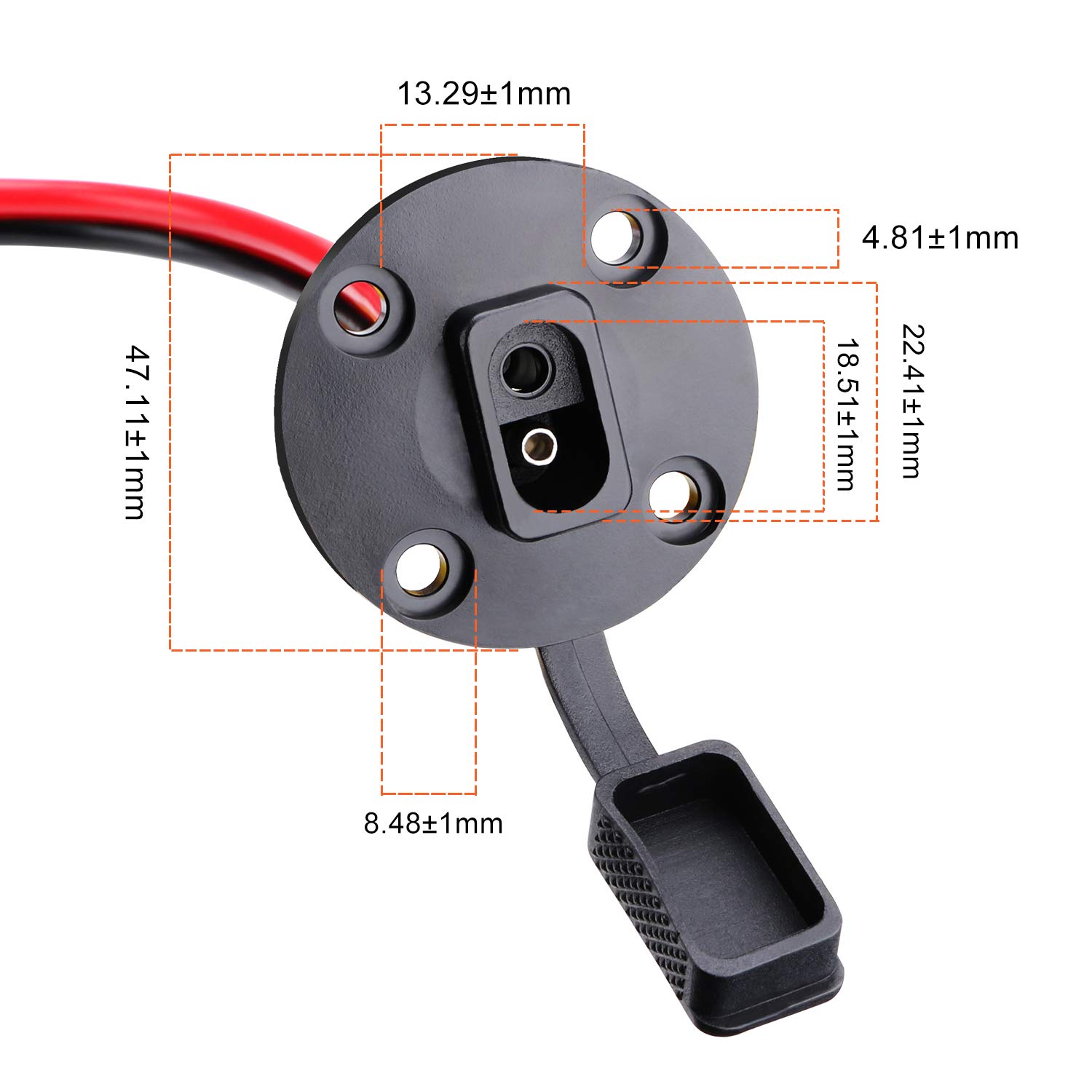 yarachel SAE Cable Connector - SAE Power Socket Sidewall Port, Solar Weatherproof SAE Quick Connect Solar Panel Mount, 12AWG SAE Cable with 8 Screws for Solar Generator Battery Charger