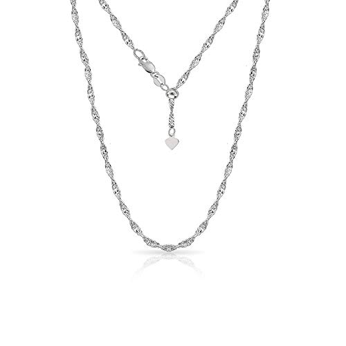 Verona Unisex Italian 925 Sterling Silver 1.5MM Adjustable Singapore Chain Adjustable Up To 24 inch