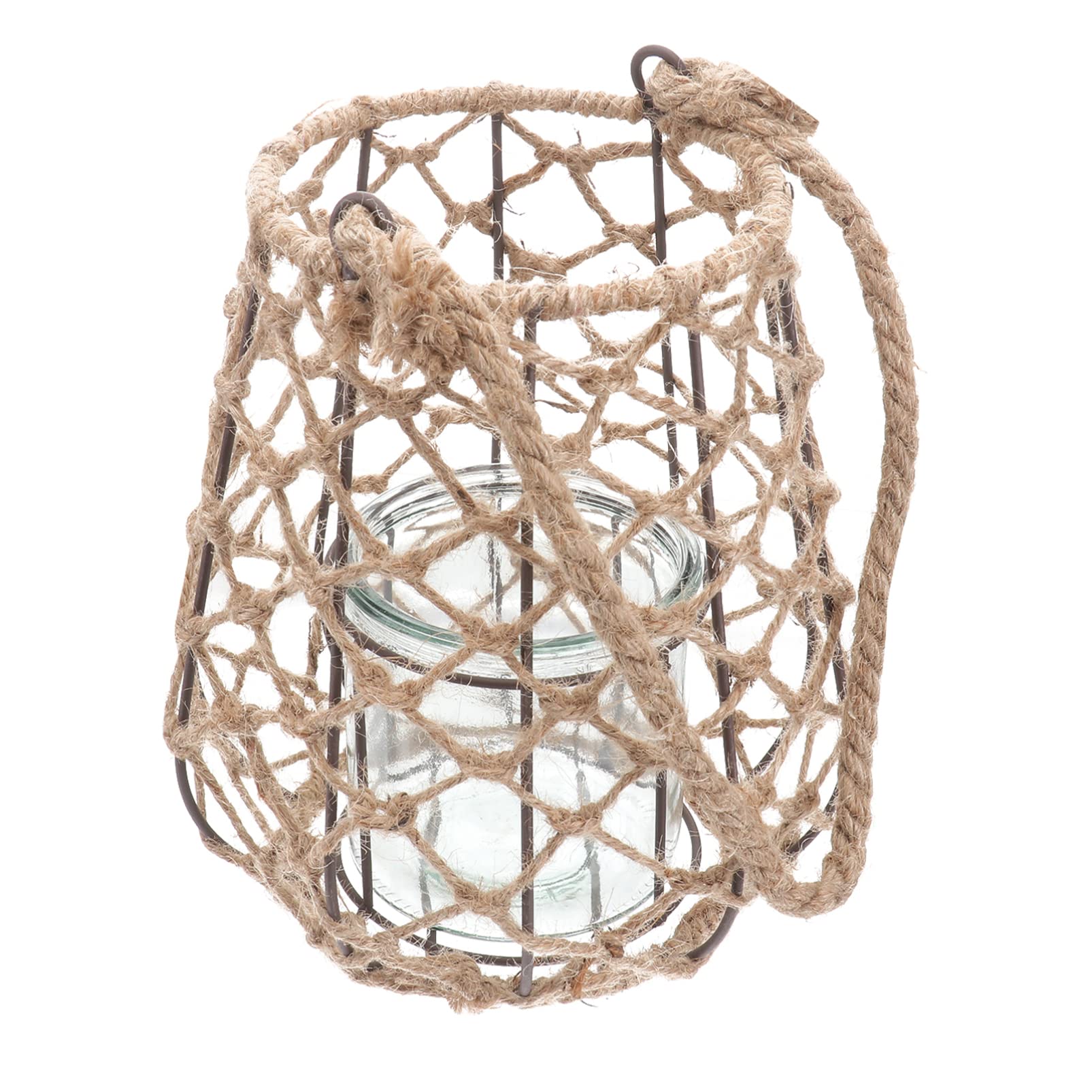 Yardwe 1 Pc Rattan Natural Lantern - Candlestick Durable Woven Rope Decorative Lantern Lampshade Candlestick Night Light for Bar Yard Garden Home (Size S)