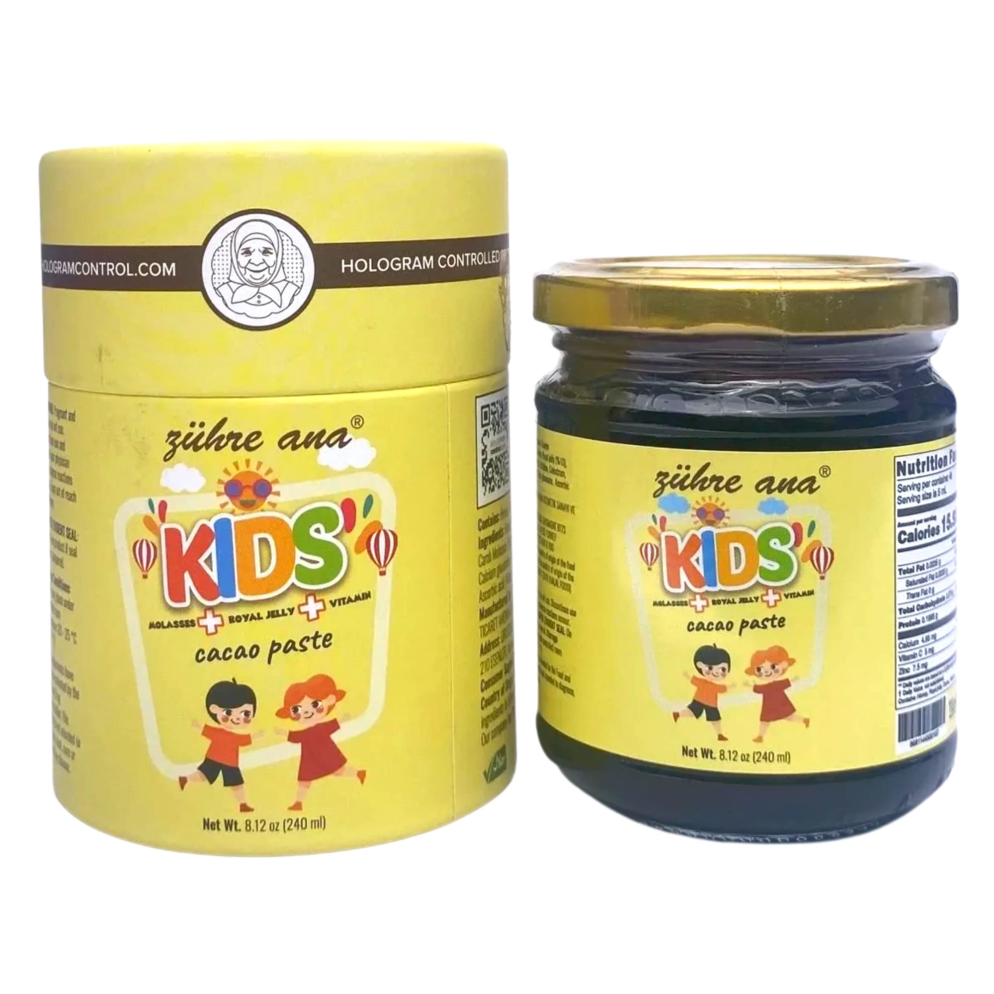 Zuhre Ana Natural Kids Cacao Propolis Paste - Bee Propolis Extract - Natural Immune Support & Gluten Free - Energy Boost, Mental Clarity - Bee Pollen, Royal Jelly (8 oz) (Pack of 1)