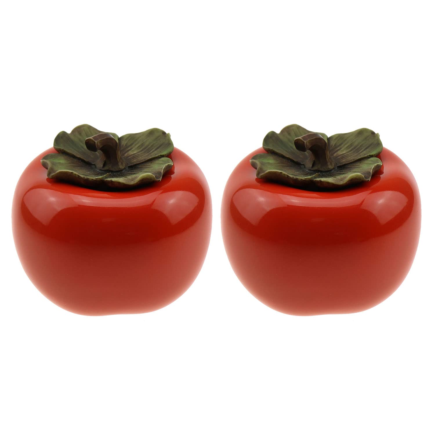 ZZHXSM 2pcs Persimmon Canister Tea Can Storage Tank with Lid Ceramic Spice Storage Tank Pottery Jar Seasoning Container