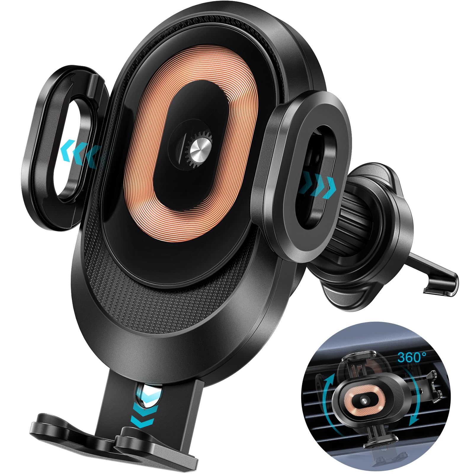 Wireless Car Charger, 15W Qi Fast Charging Auto Clamping Car Charger Phone Holder Mount, Touch Control Air Vent Cell Phone Holder for iPhone 15/14/13, Samsung S23/S22, Pixel 7,etc