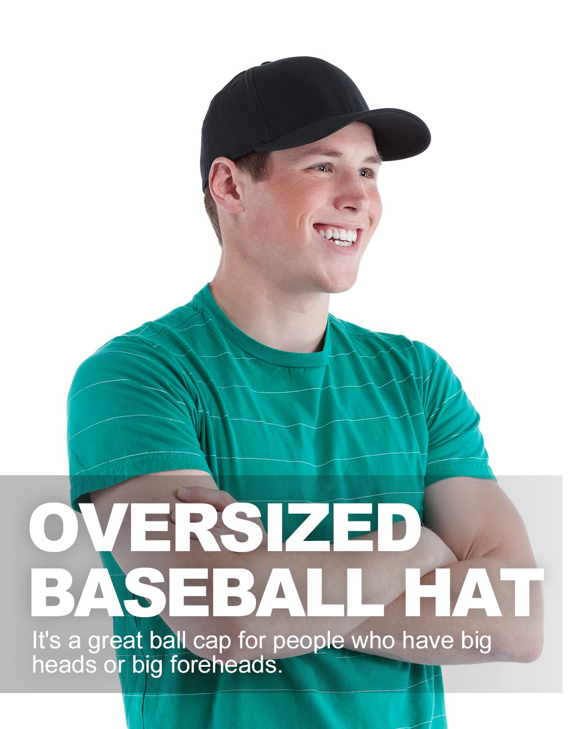 Zylioo XXL Oversized Ball Cap,Large High Crown Dad Cap for Big Heads,Structured Baseball Hats Adjustable 23.5"-25.2" Black