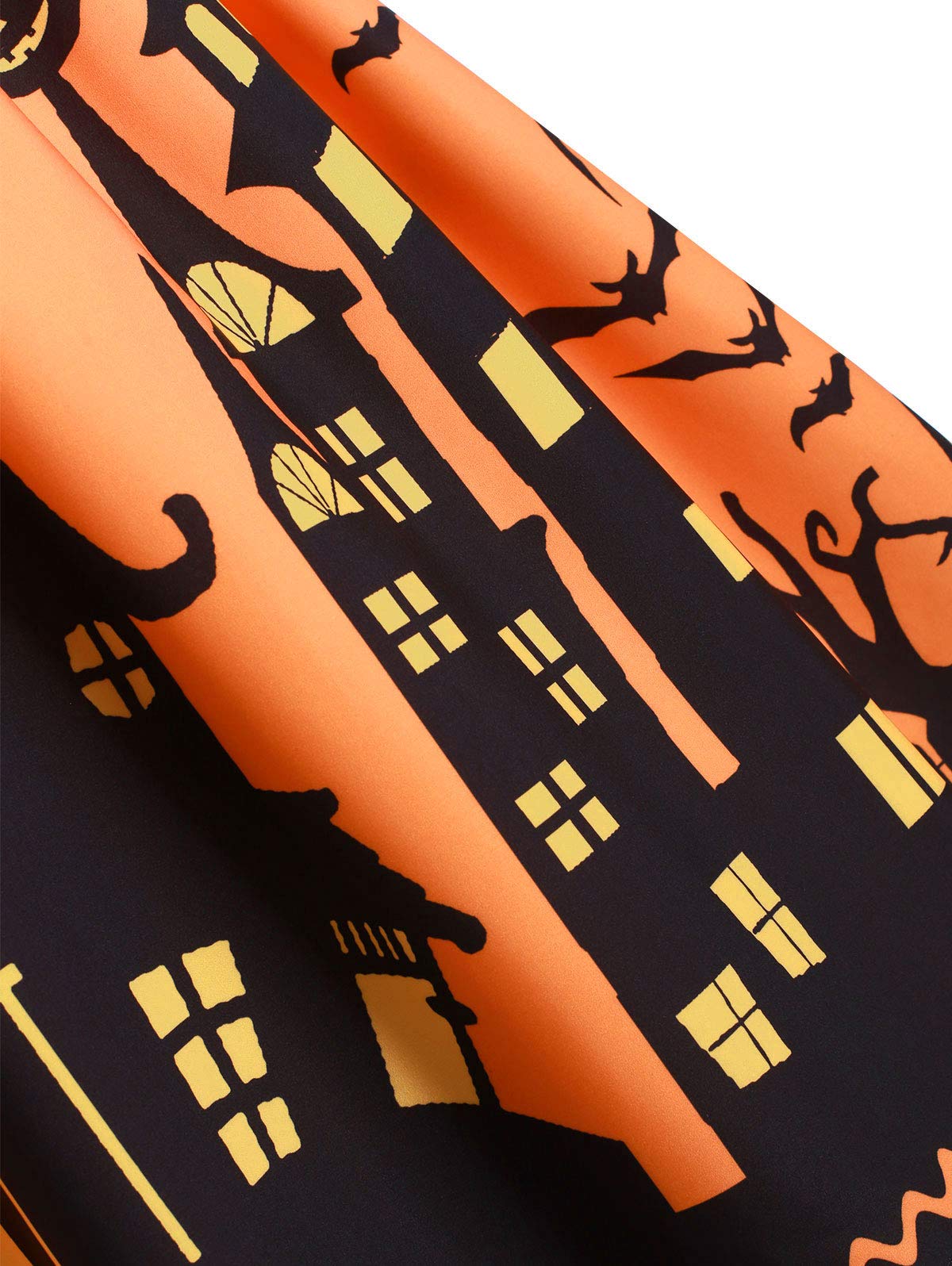 ZEZCLO Women's Plus Size Halloween Dress Funny Striped Pumpkin Halloween Costume Flared Dresses Orange 3XL