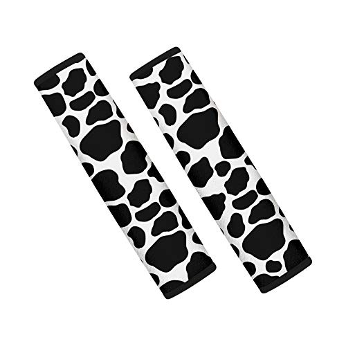 UZZUHI Seat Belt Covers Cow Print Universal 2 Pack Strap Cushion Shoulder Protector,Soft Comfort Seat Belt Pads for Kids and Adults,Black and White