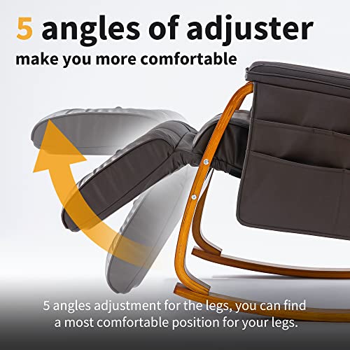 Yehha Rocking Living Room, PU Leather Electric Recliner w/Remote Control, 5 Angle Adjustments & Six Massage Modes, Single Sofa Home Theater Chairs, Dark Brown