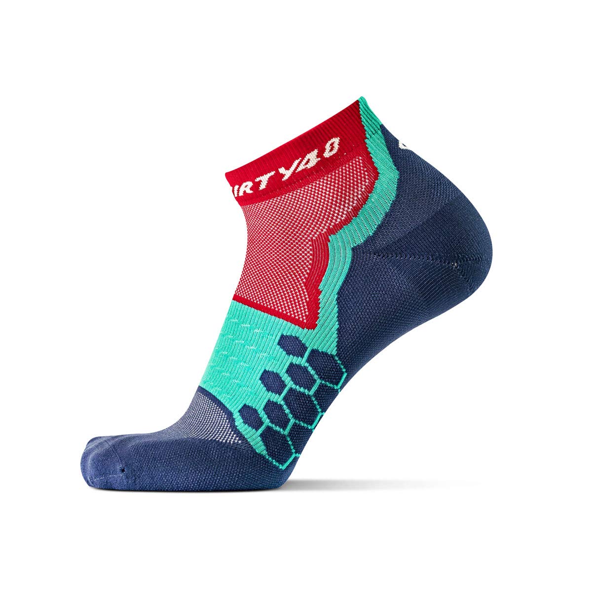 Thirty48 Performance Compression Low Cut Running Socks for Men and Women | More Compression Where Needed ([3 Pair] Red/Blue, Medium - Women 7-8.5 // Men 8-9.5)