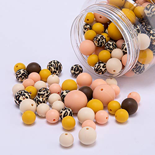 XGATML 200pcs Silicone Beads for DIY Set 3 Size of (12mm 15mm 20mm) Food Grade BPA Free Chewable Beads