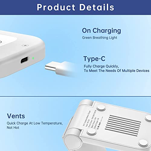 Wireless Charging Station for iPhone Multiple Devices, 3 in 1 Wireless Charger Stand Dock Compatible with Apple Watch Series 7 6 SE 5 4 3 2 & Airpods iPhone 13 12 11 Pro Max/X/Xs Max/8/8 Plus iWatch