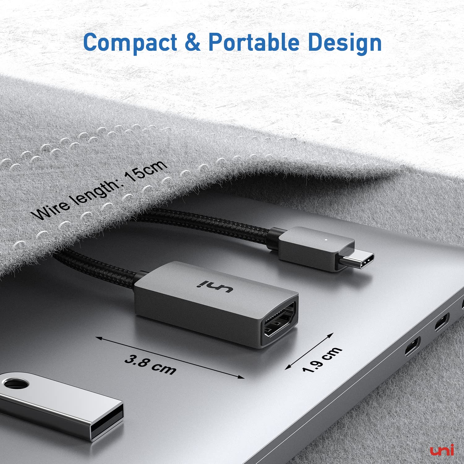 uni USB C to HDMI Adapter 4K, High Speed HDMI to USB-C Adapter, Type C (Thunderbolt 3/4) HDMI Converter Compatible with MacBook Pro/Air, Chromebook, XPS, Surface, iPhone 15 Pro/Max, Galaxy S23