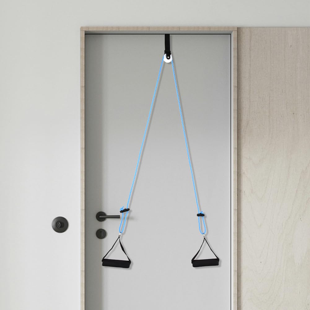 Xiaokeis Shoulder Pulley, Multi-Use Pulleys for Shoulder Rehab Over Door, Arm Rehabilitation Assisting Exercise Equipment with Storage Bag, Exercise Pulley for Physical Therapys(Blue+Black)