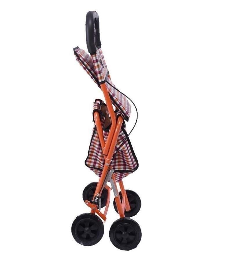 XDMINGY Folding Shopping Cart, Shopping Cart 4 Wheels Walking Rollator Folding Mobility Walking Aid, Height Adjustable Seat Elderly Walker Grocery Utility Carts, 89*40cm