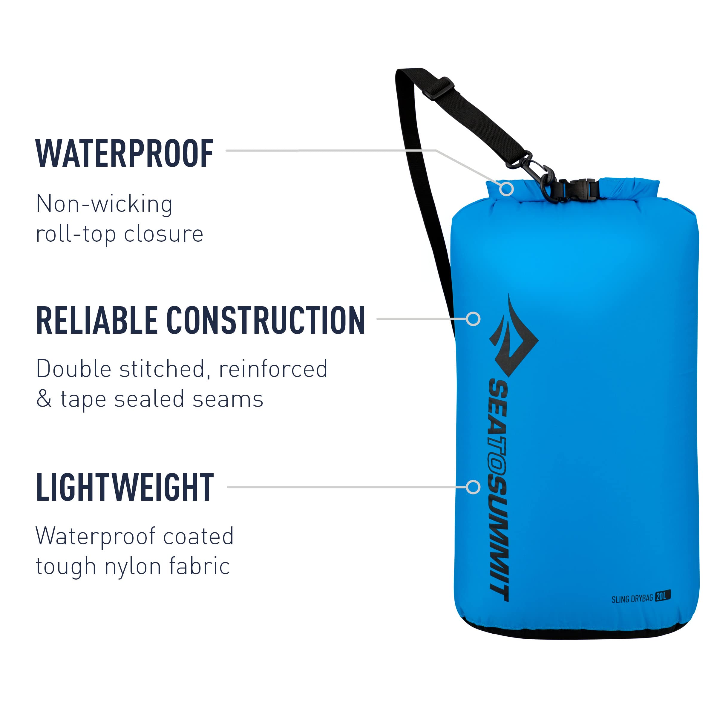 Sea to Summit Sling Lightweight Dry Bag with Shoulder Strap, 10 Liter, Blue