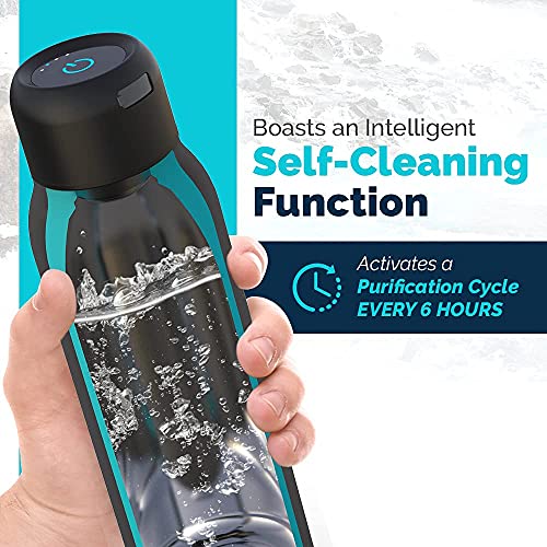 UVBrite Explorer Self-Cleaning UV Water Bottle - 20.3 Oz Insulated Stainless Steel Rechargeable Reusable Bottle Automatic Purification Every 6 Hours BPA Free Leak-proof Safety Lock and Touch Sensor