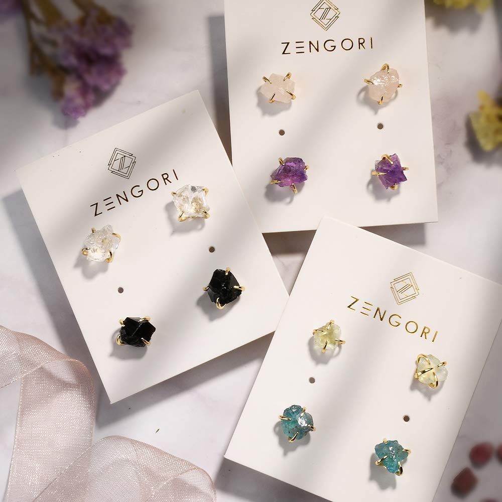 ZENGORI Irregular Amethyst Four-Claw Stud for Women Gemstones Earring Jewelry ZG0134