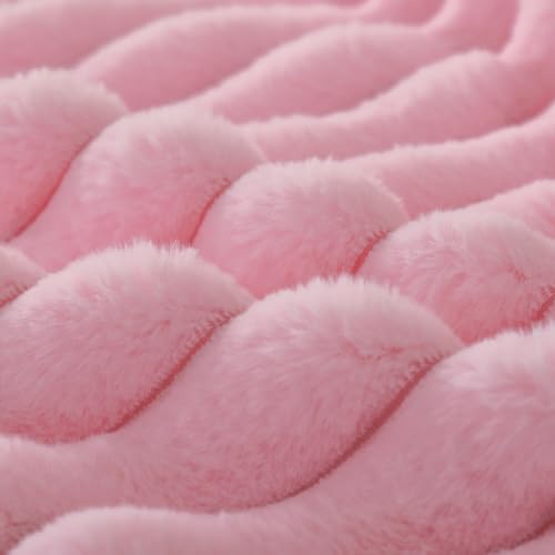 Yunyiio Faux Fur Body Pillowcase, Deluxe Plush Embellished Striped Pillowcase, Zipper Closed Pillowcase, Body Pillowcase 21x54 inch ((Pink) Vertical bar)