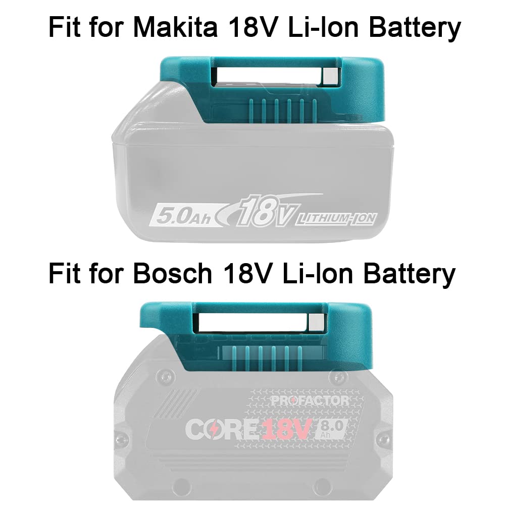 ZLWAWAOL 2 Pack Battery Holder Wall Mount Battery Storage Rack Compatible with Makita/Bosch 18V Lithium Ion Tool Battery BL1860 BL1850 BAT609,（2-Pack Case Blue）