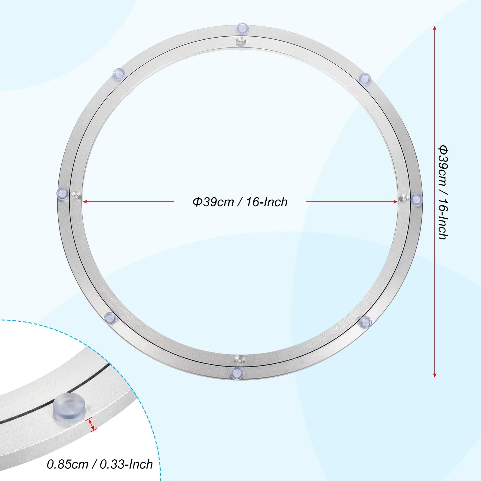 uxcell Aluminium Lazy Susan Turntable Bearing, 16 inch Round Rotating Bearing Turntable Base for Kitchen Dining Table(Base Only)