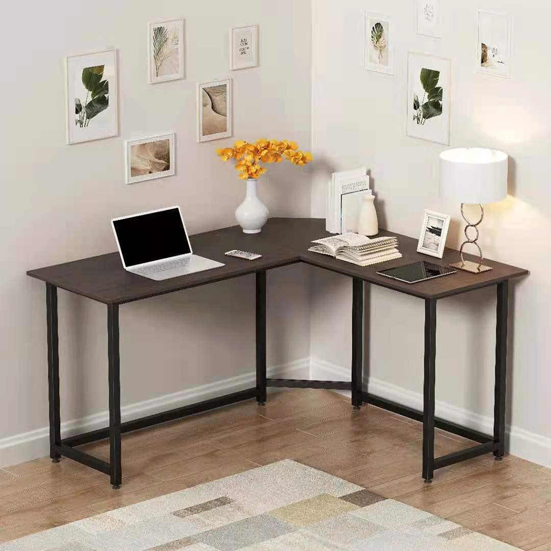 XINDACLOVER Small Corner Computer Desk L Shaped, 55 Inch Modern Simple Style PC Desk, Wooden Workstation for Home Office, Laptop Study Table for Small Spaces (Black Oak)
