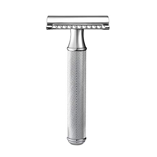 The Art of Shaving Safety Razor for Men - Includes 5 Safety Razor Blade Refills, Double Edged Razor with Closed Comb, Engraved Chrome Plated Handle