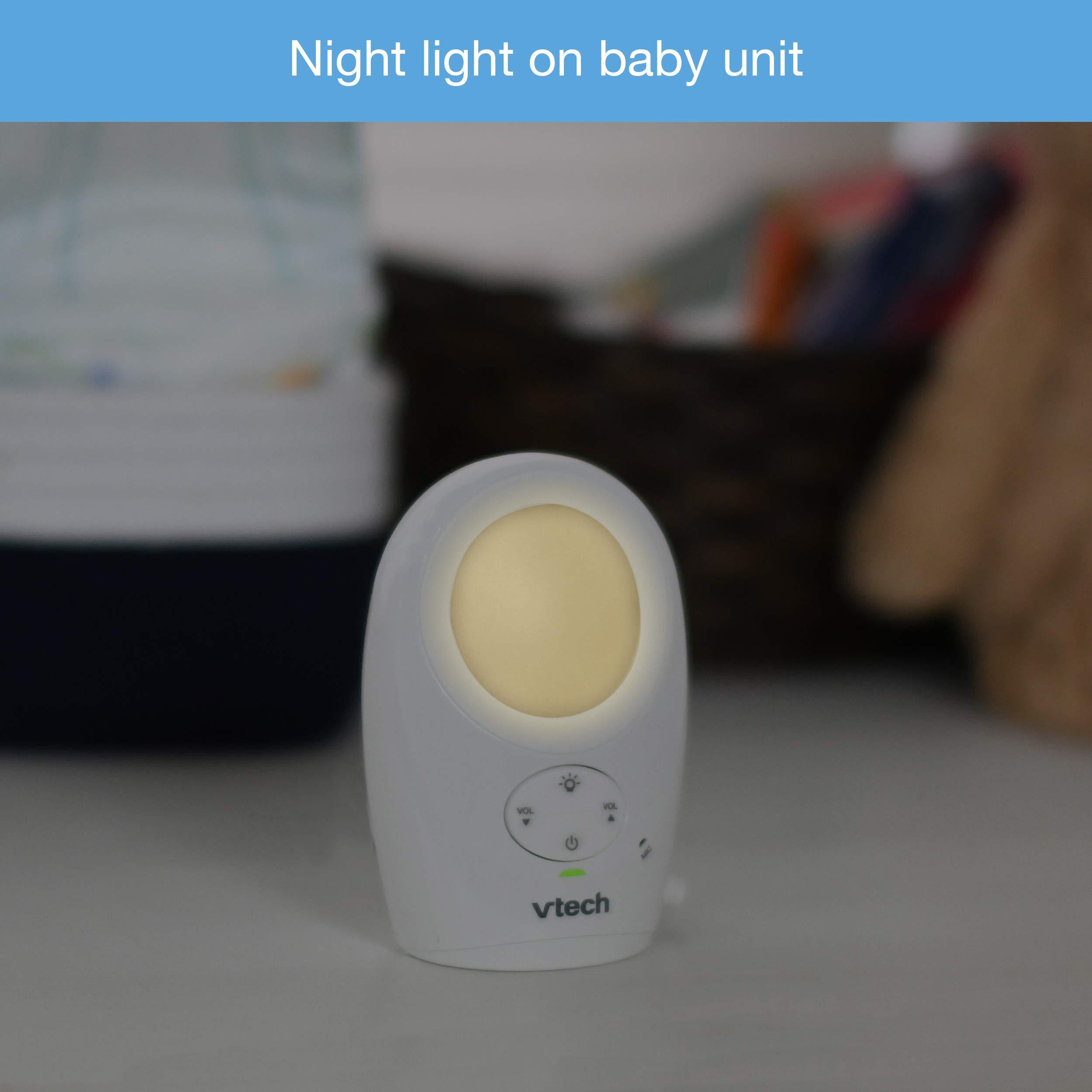 VTech DM1211 Enhanced Range Digital Audio Baby Monitor with Night Light, 1 Parent Unit, Silver & White (Renewed)