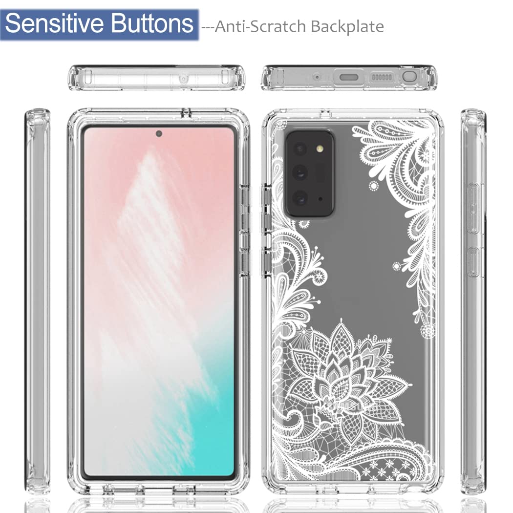 Tothedu Phone Case for Galaxy Note 20 5G/Samsung Note 20 SM-N981U Case with Tempered-Glass Screen Protector, Clear Floral Pattern Full Body Protective Cover Cases for Samsung Galaxy Note20 5G (Flower)