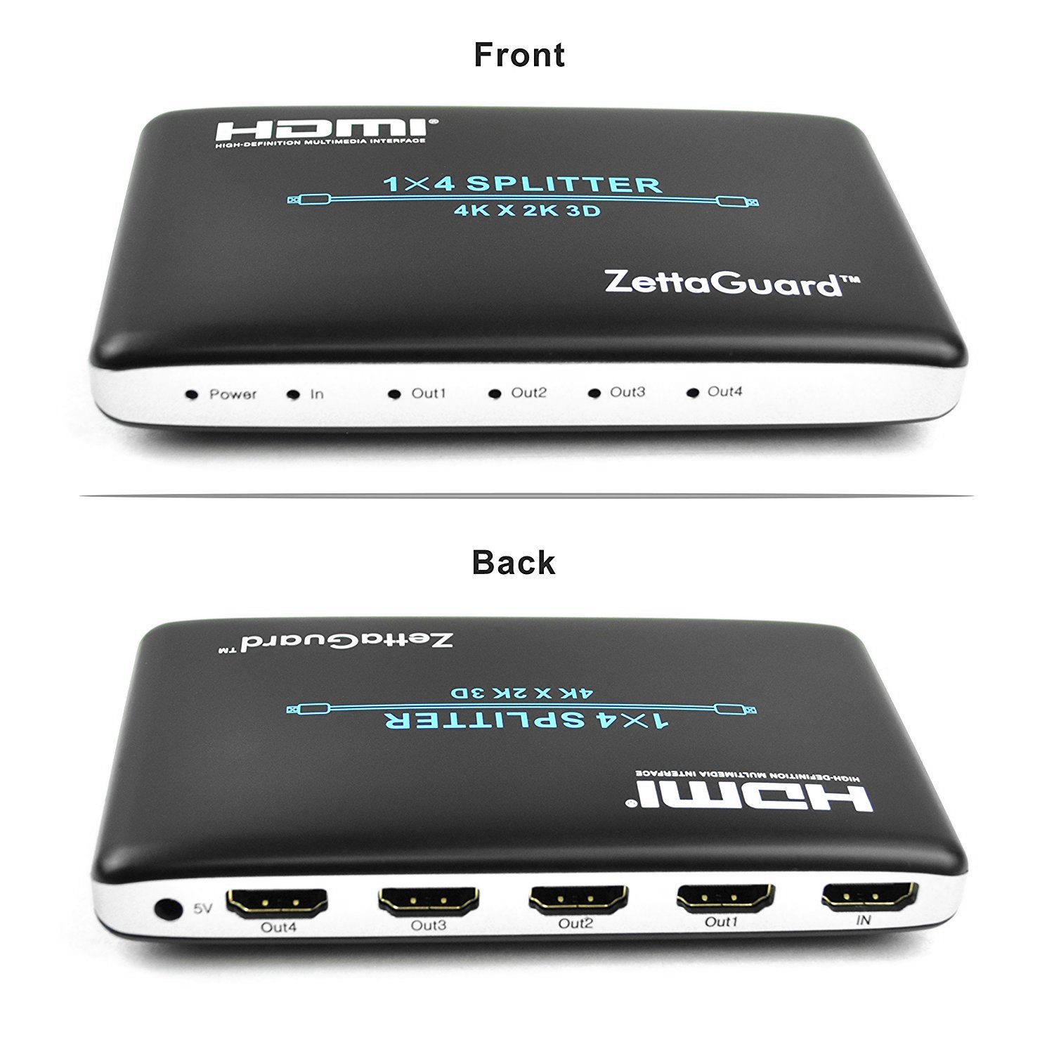 Zettaguard 1 x 4 HDMI Splitter 1 Input 4 Output Digital 1X4 Splitters with Full HD 4K x 2K, 3840 × 2160, 3D Support (ZW140)