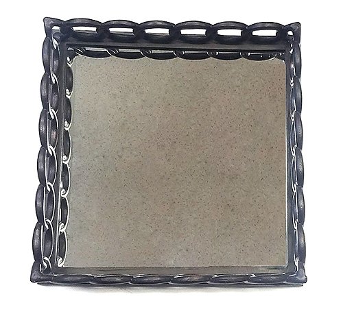 ZUCCOR TMML20 20"X20" French Square Ottoman Serving Tray with Mirror, Made with Cast Aluminum in Oil Rubbed Bronze Finish, 20 x 20 x 5
