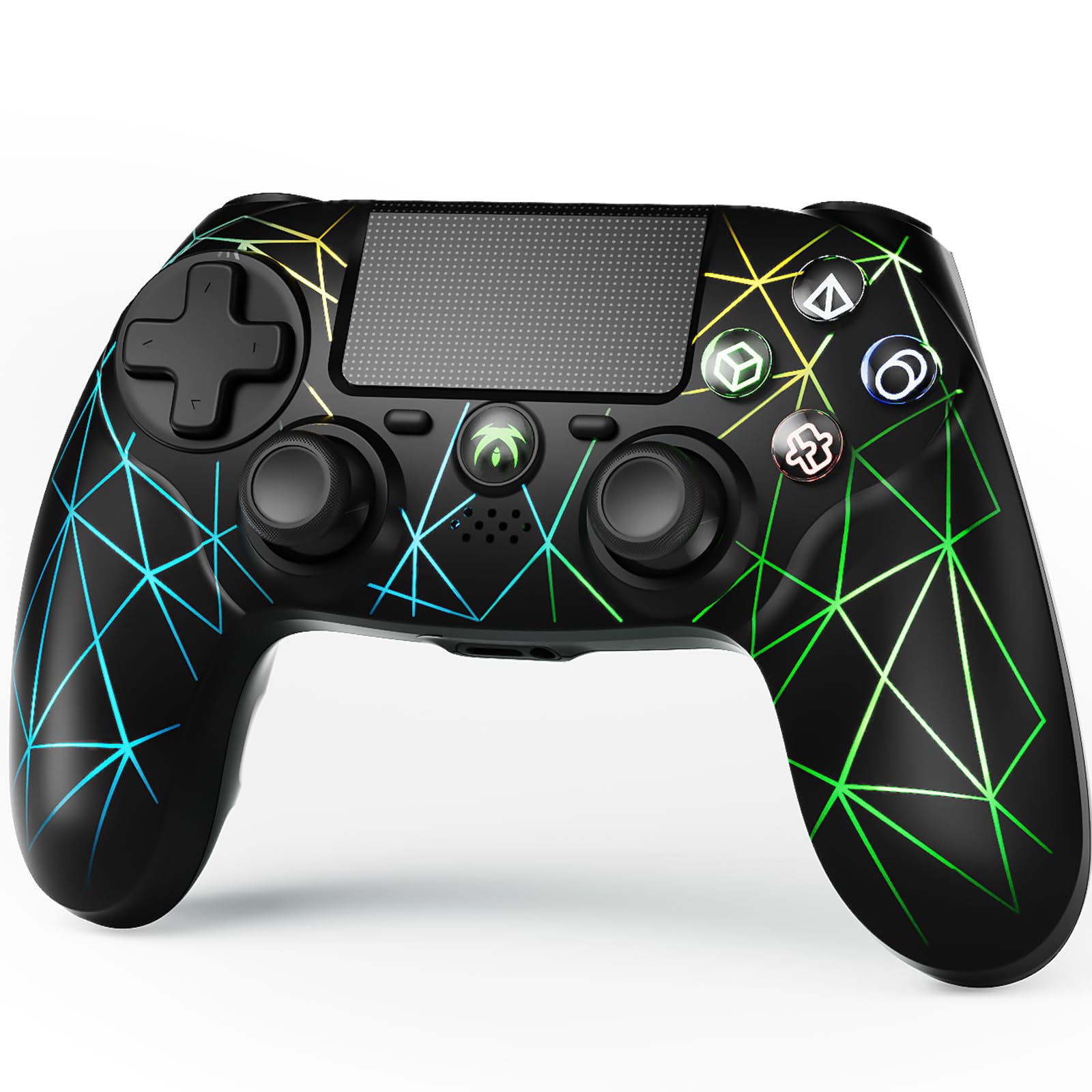 XISOGUU LED Wireless Controller for Playstation 4 Compatible with PS4/Slim/Pro with Dual Vibration/6-Axis Motion Sensor/Audio Function/Light Up (Black-Light Up-2)
