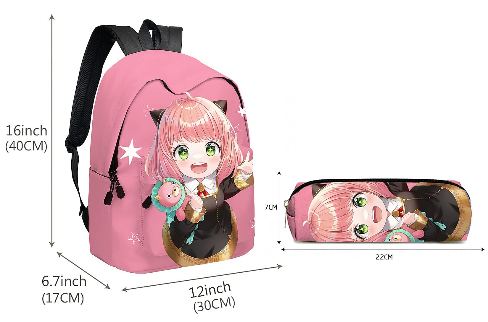 XIXISA 16" Backpack Anime Daypack Laptop Backpacks (Pink)