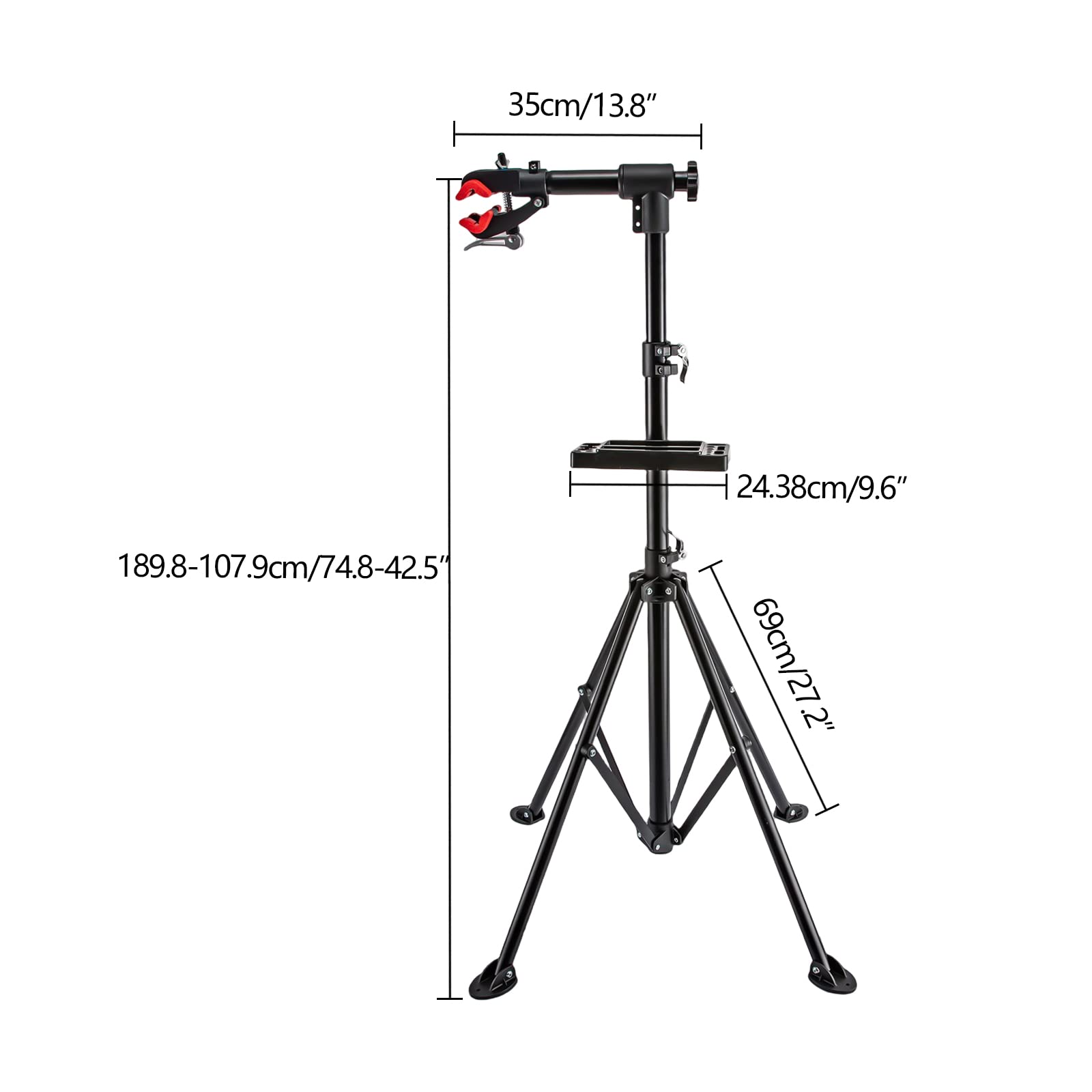 TBVECHI Bike Repair Stand Foldable Bicycle Maintenance Tool Bicycle Repair Work Station Holder Height Adjustable Portable Bike Work Stand Triangular Support (Black + Red)