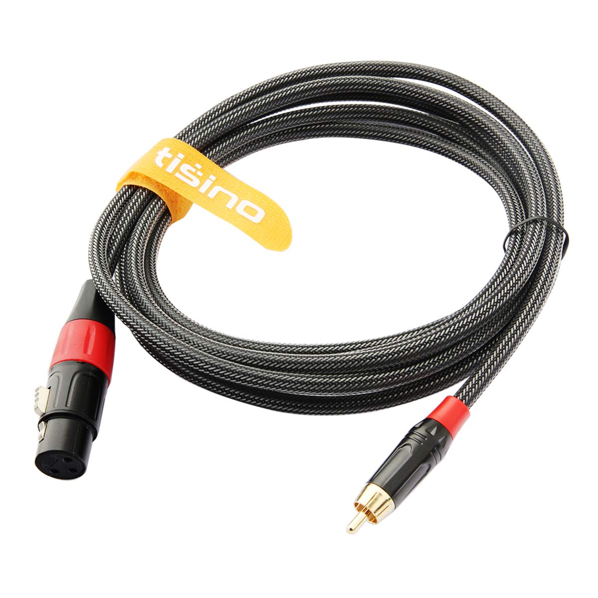 tisino XLR to RCA Cable, Nylon Braid XLR Female to RCA Male HiFi Audio Cable, 4N OFC Wire, for Amplifier Mixer Microphone - Single, 6.6 Feet