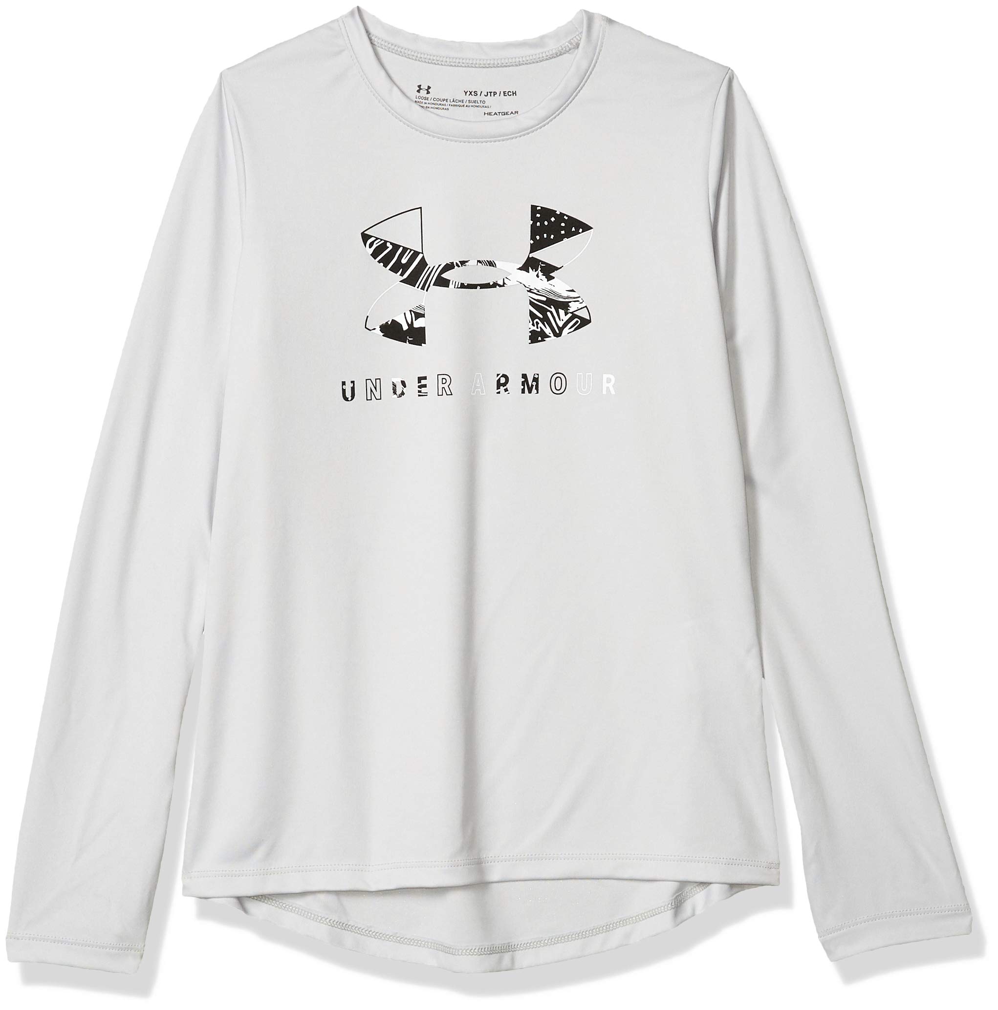 Under Armour Big Logo Long T-shirt, Halo Gray (014)/White, Youth X-Small