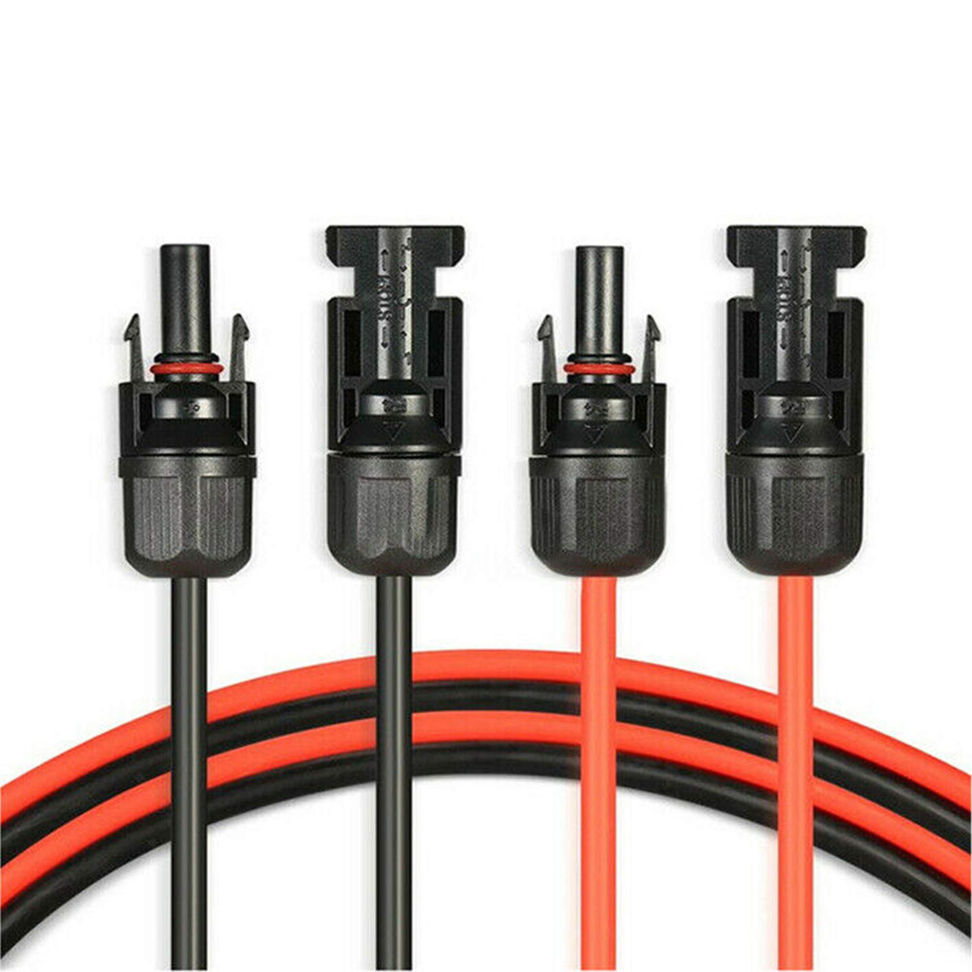 Whizzotech 12AWG/4mm² 1 Pair Black+Red Solar Extension Cable with Female and Male Connector, 10 Feet Red + 10 Feet Black