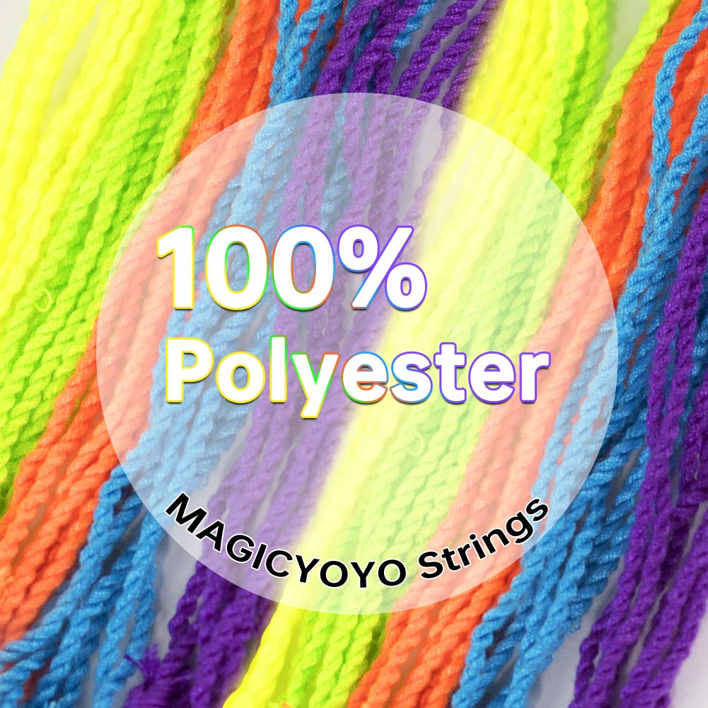 Yoyo Strings Pack of 25 - Professional Yoyos String Replacement, Polyester Yoyo String for Responsive or Unresponsive Yoyo, Rainbow Colors - Blue, Green, Yellow, Orange, Purple