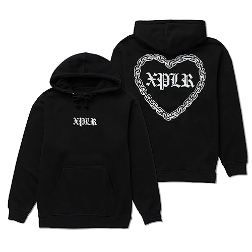 XPLR Hoodie Sam and Colby Chainlink Merch Heart Shaped Print Sweatshirt Men Women Long Sleeve Pullover (Black,S)