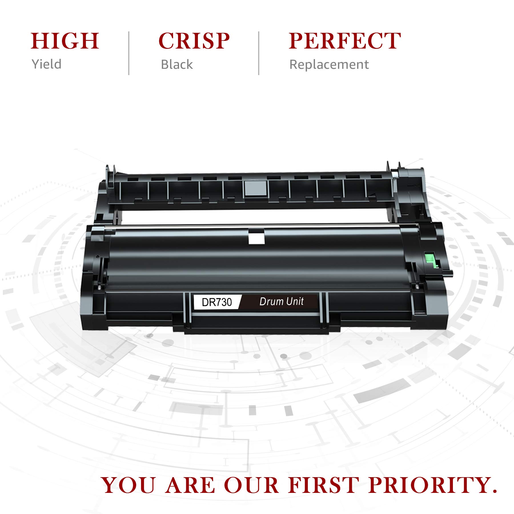Toner Kingdom Compatible Drum-Unit Replacement for Brother DR730 Drum for MFC-L2710DW L2730DW L2750DW HL-L2370DW HL-L2370DWXL DCP-L2550DW Tray Printer DR-730 DR 730 (Black, 1-Pack)