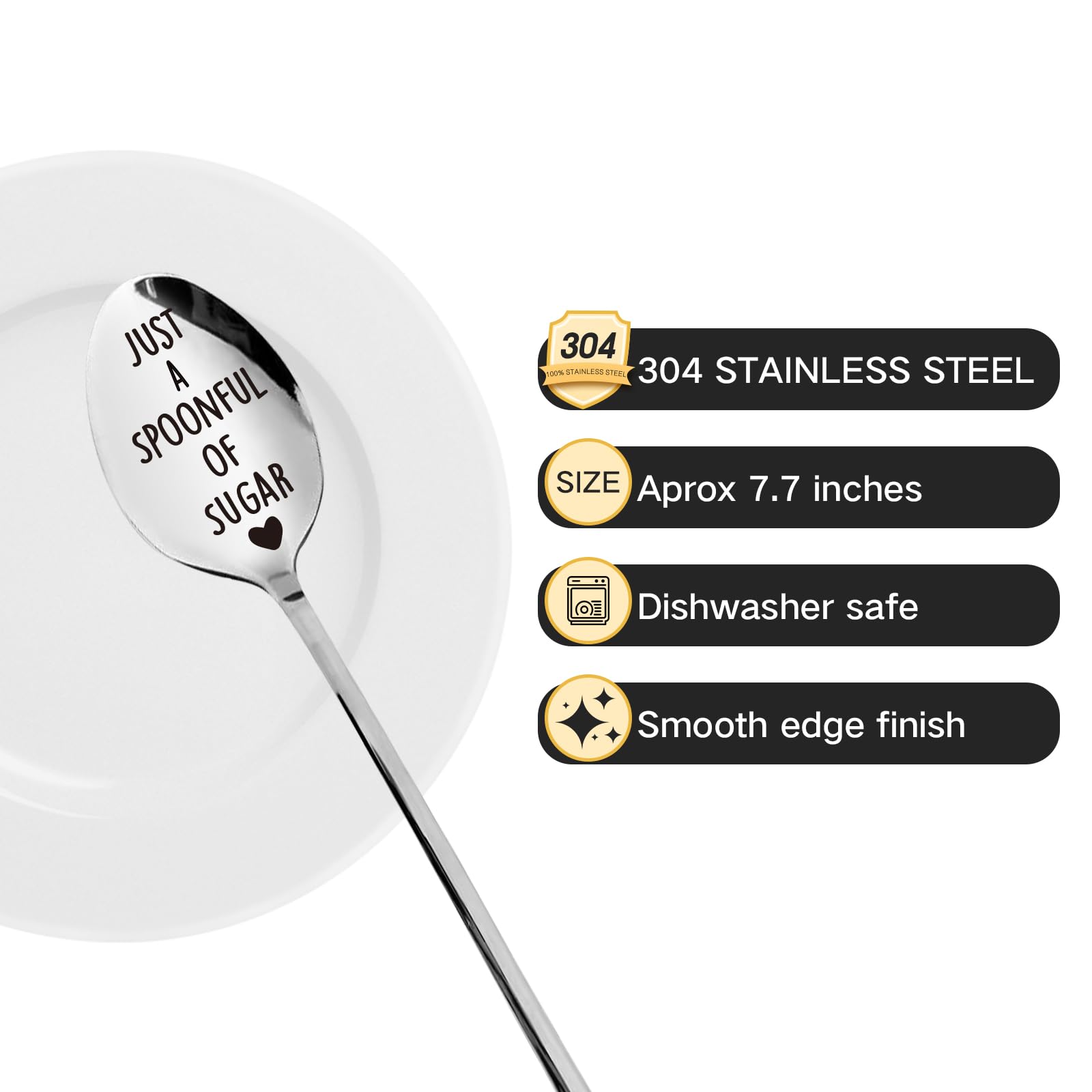 YROVWENQ Just a Spoonful of Sugar Spoon for Friends or Dessert Sugar Coffee Lover Funny Birthday Gift